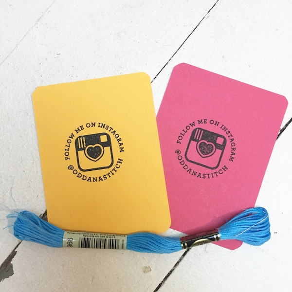 Custom Social Media Rubber Stamp With a Heart and the Instagram Icon ...