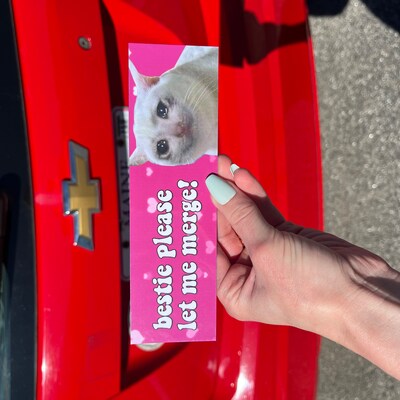 Bestie Please Let Me Merge Funny Gen Z Meme Y2K Pink Aesthetic Bumper ...