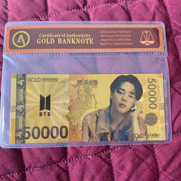 BTS: 24k South Korean Won Gold Note - Etsy
