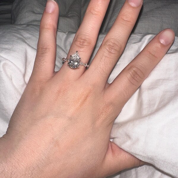 Personalized Emerald Cut Engagement Ring Set, 14K Gold Solitaire Ring ...
