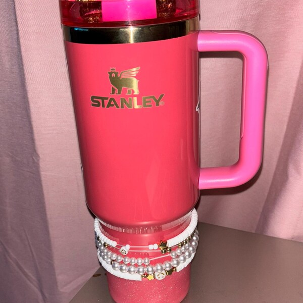 Neon Pink Electric Pink Glitter Tumbler Bow for Stanley, Straw Topper ...