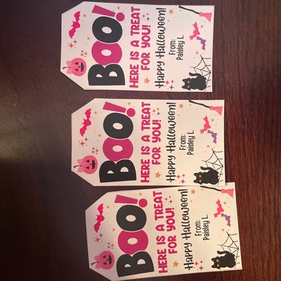 Halloween Favor Tags, Pink Boo Gift Tags, Trick or Treat Favor Tags ...