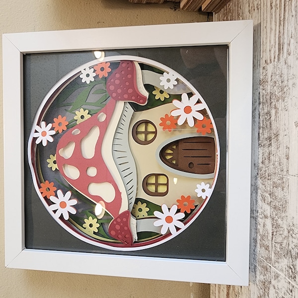 3D MUSHROOM HOUSE SVG - Fairy House Shadow Box Svg -layered Cardstock Svg - for Cricut - for ...