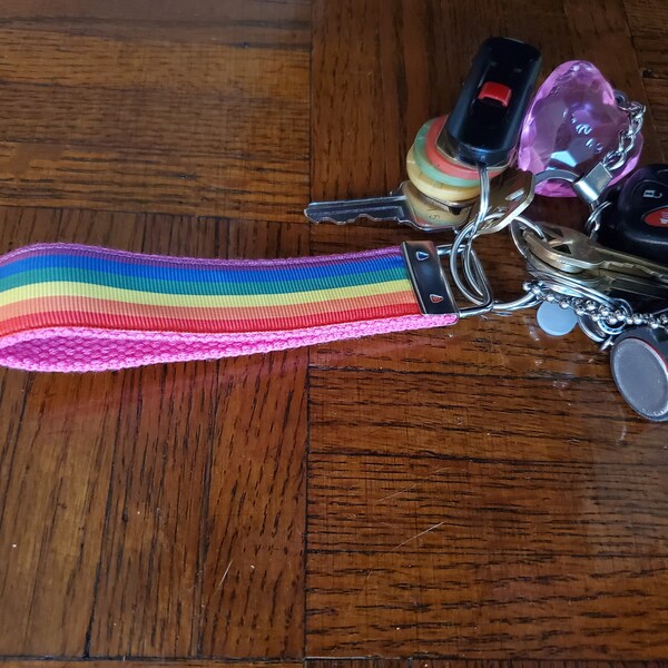 Rainbow Pride Key Fob Wristlet! LGBTQ Flag Ribbon Key Chain. Gay Pride ...