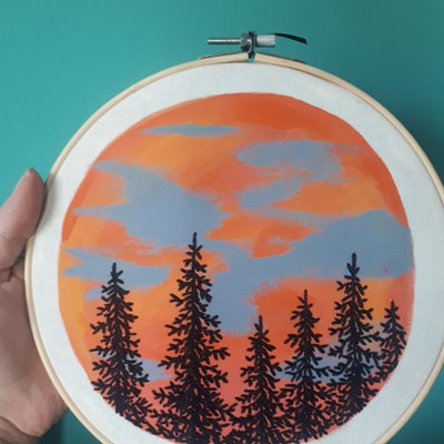 Pine Tree. Hoop. Embroidery. Embroidery Hoop. Handmade. Wall Art. Home ...