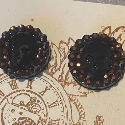 TWO 2 Pressed Glass Snowflake Compass Rose Cabochon Cab Golden Shadow ...