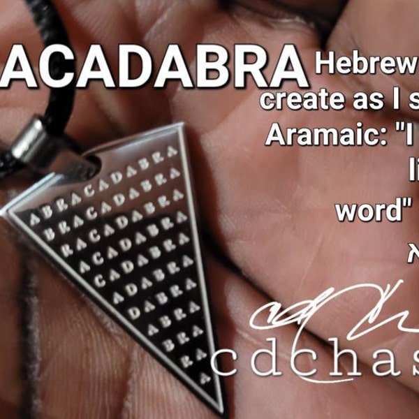 Abracadabra Necklace, Magic Incantation Wicca Pendant, Silver Wiccan ...