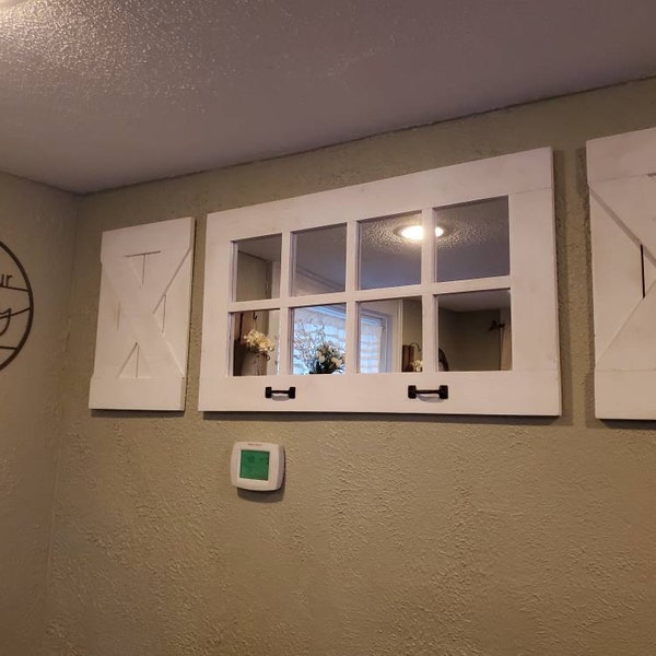 8 Pane Farmhouse Wall Decor Window Mirror - Rustic Window Mirror ...