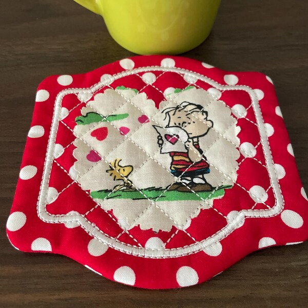 HEART - Patchwork - Cute Mug Rug Coaster - 5" X 5" - Whimsical ...