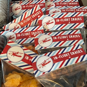 Airplane Treat Bag Toppers, Airplane Birthday Party Favors, Favor Bag ...