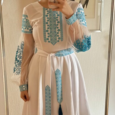 Batiste Embroidered Blouse poppy Flowers With Traditional Multycolour ...