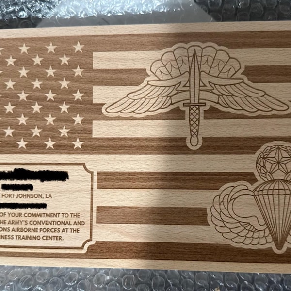Custom Military Flag Plaque - Personalized Wood Flag With Engraved ...