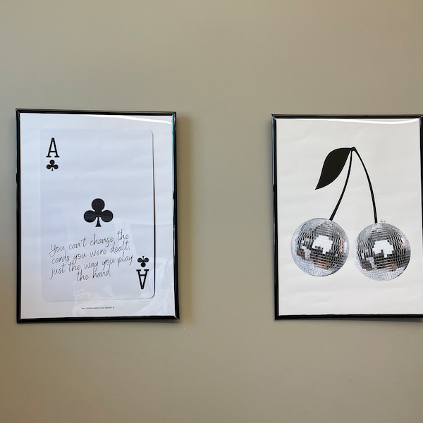 Playing Card Print Trendy Wall Art Prints Retro Bar Cart Decor Preppy ...