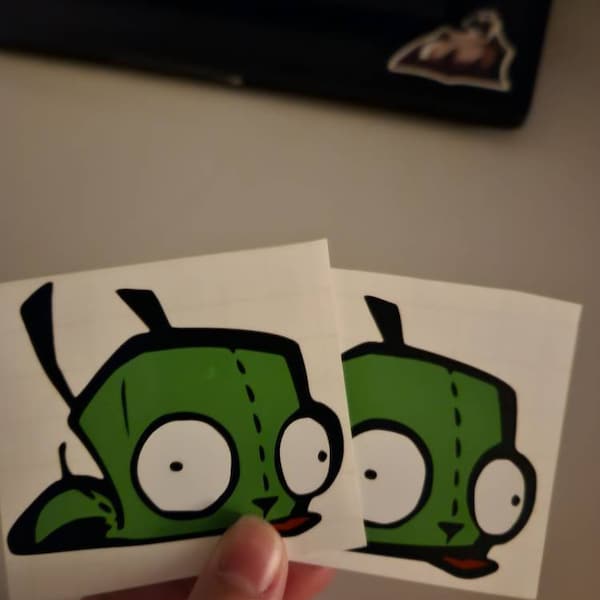 Green Alien Dog Vinyl Sticker - Etsy