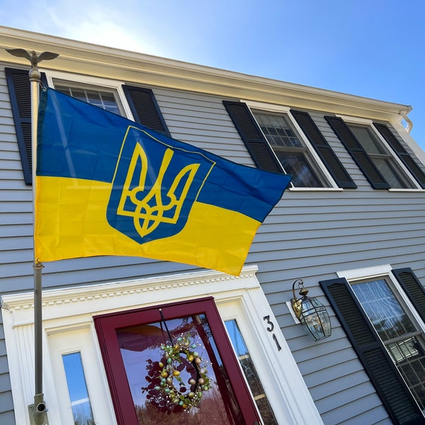Ukraine Flag With Crest | Unique Design Print | High Quality Materials ...