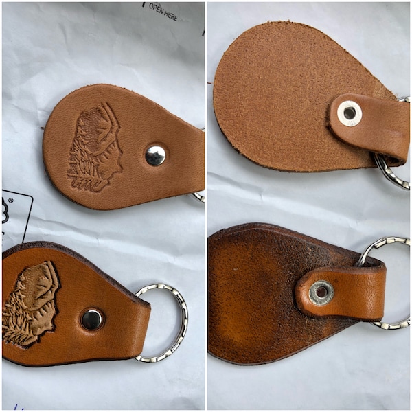 Personalized Mountain Leather Keychain, Nature Scenery Key Fob ...