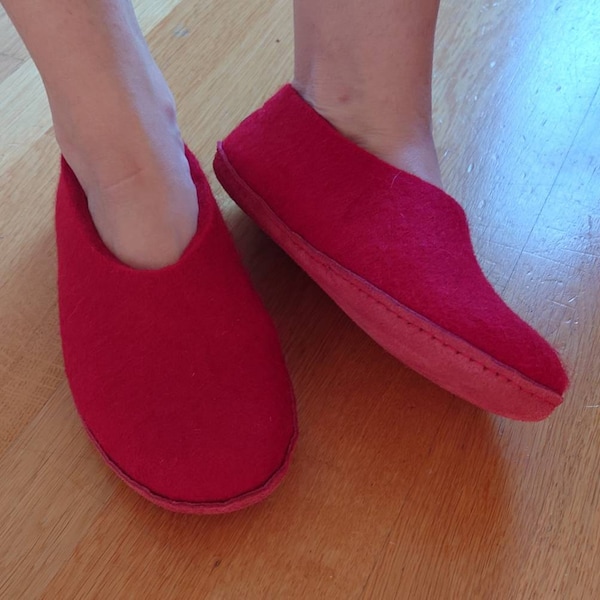 Kids Felted Wool Slippers Red Apple, Handmade Children Felted Slippers ...