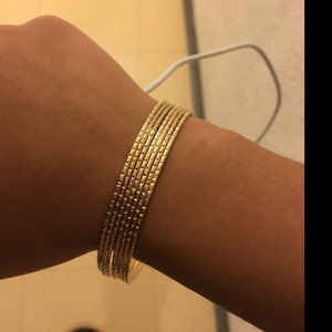 14K Gold Bangles Mixed Finish Bangles Handmade Bangles Dainty Jewelry ...