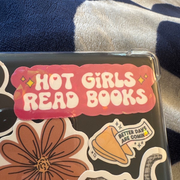 Hot Girls Read Books Sticker Holographic Waterproof Kindle Laptop Funny ...