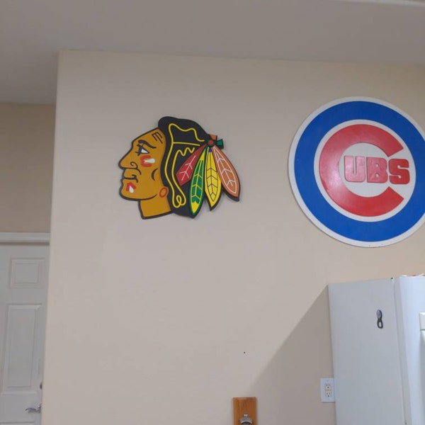 Chicago Cubs Wood Carved and Hand Painted Cubby Bear Logo Sign, 2016 ...