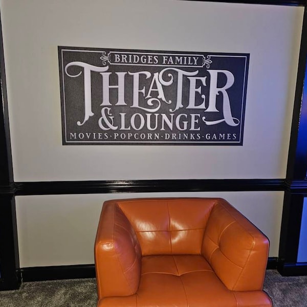 Personalized Theater & Lounge Large Rustic Wall Art Movie TV Room Sign ...