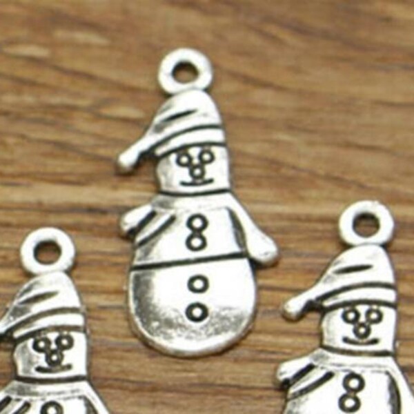 30pcs Snowman Charms Snow Charm Winter Charms Antique Silver Tone ...