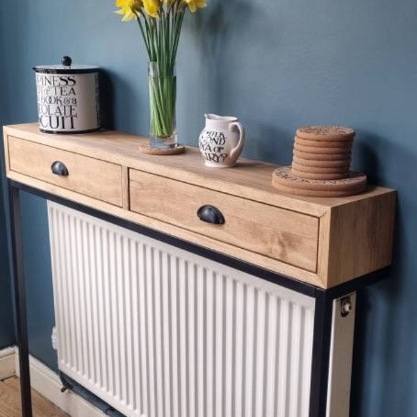 Slim Console Table With Drawers - Radiator Shelf Depth 20cm - Modern ...
