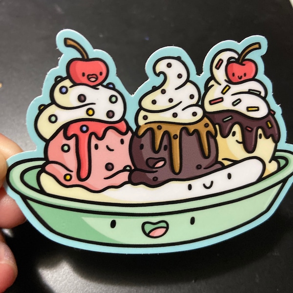 Banana Split Sticker| Waterproof Vinyl Sticker | Ice Cream Sundae | Ice ...