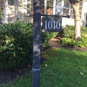 HANGING House Numbers Mailbox Lamppost carved Stone Address Plaque ...
