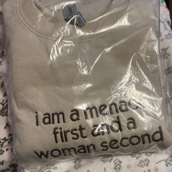 Menace First Woman Second Embroidered Unisex T-shirt or Sweatshirt - Etsy