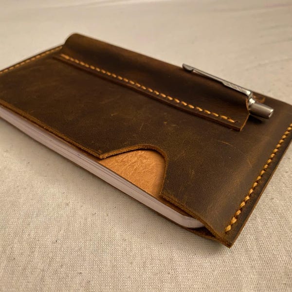 Leather Sleeve for Field Notes Pocket Size / Distressed Leather Field ...