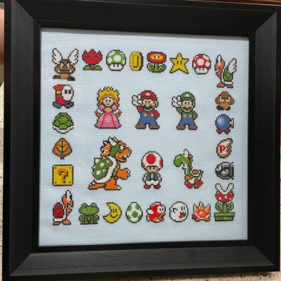 Super Mario Sampler retro Video Game Super Mario Cross Stitch Pattern ...