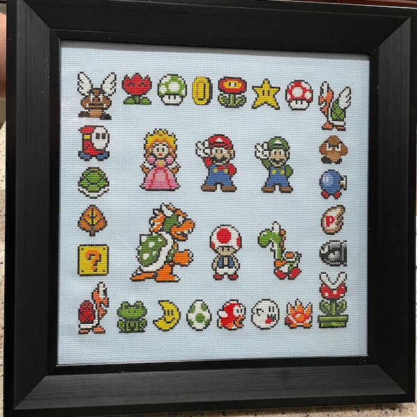 Super Mario Sampler -retro Video Game Super Mario - Cross Stitch ...