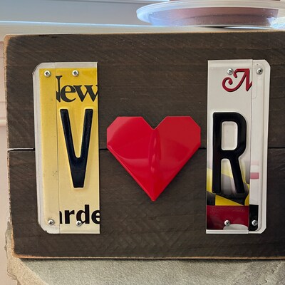 Custom Initials HEART License Plate Sign Unique Anniversary Gift for ...