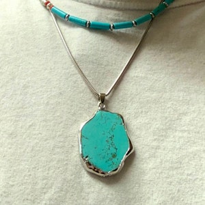 Turquoise Pendant Necklace Blue Necklace Gift for Women - Etsy