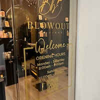 Custom Storefront Window Welcome Sign With QR CODE Business Hours Vinyl ...
