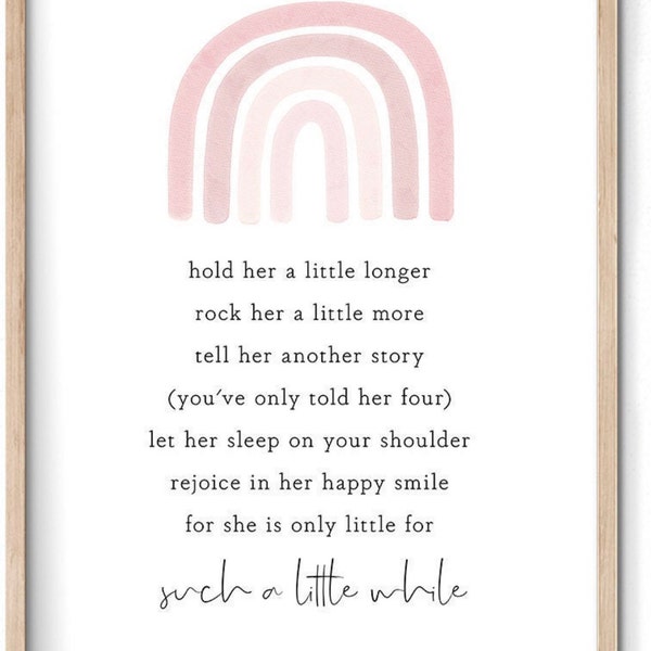 Hold Her a Little Longer Baby Girl Nursery Quote Art, Neutral Boho ...