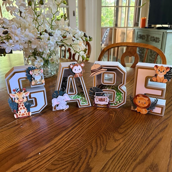 Safari Theme 3D Letters, Wile One Letters, Jungle Theme Letters Safari ...