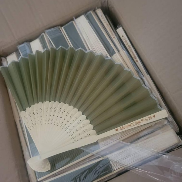 Sage Green Rayon Hand Fans,personalized Text Engraved/printed Fans ...