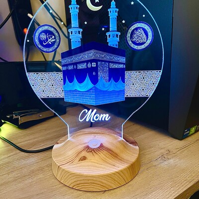 Kaaba With Name Night Lamp, İslamic Room Decor, Gift for Muslim Friend ...