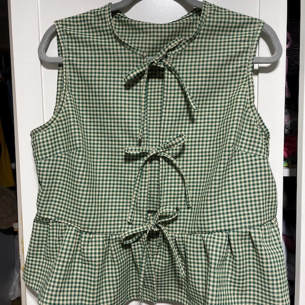 Top Sewing Pattern | Ties Front Top With Frilled Hem | Open Front Top ...