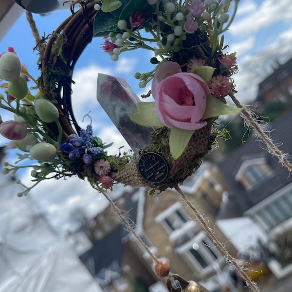 Handmade Crystal Wreath Crescent Moon Mushroom Forest Mini Mushrooms ...