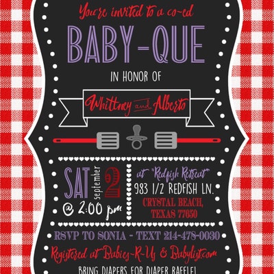 BABY-QUE Shower Invitation Couples Shower BBQ Baby Shower - Etsy