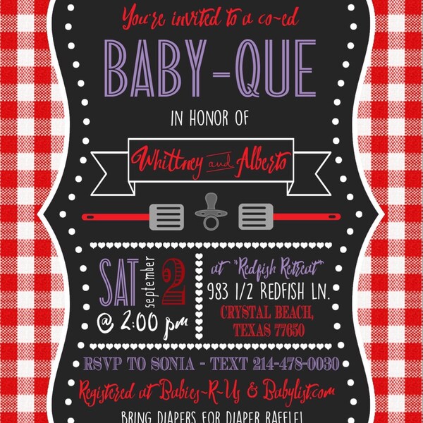 BABY-QUE Shower Invitation | Couples Shower | BBQ Baby Shower - Etsy