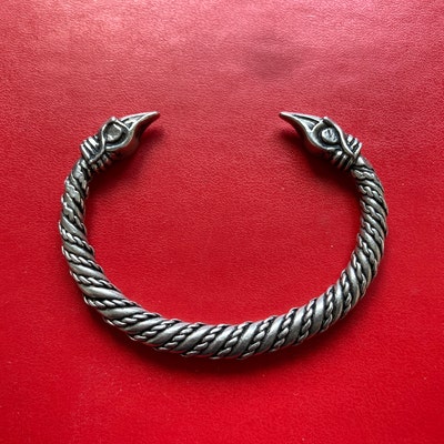 Silver Viking Raven Torc With Odin's Ravens Hugin and Munin Norse ...