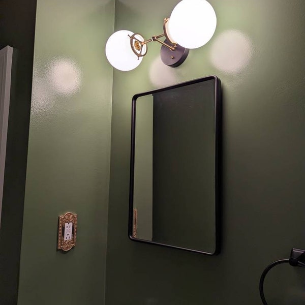 Globe Light - Mid Century Lighting - Vanity Light - Black Vanity - Opal ...