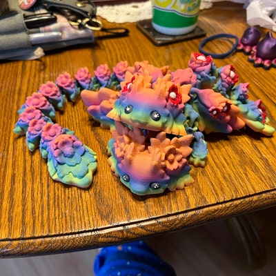 Articulated Axolotl Dragon 3D Printed Winged Fidget Toy, Flexi Design a ...