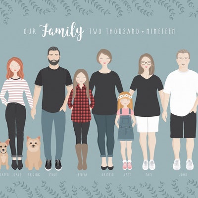 Custom Family Portrait PRINTABLE, Personalized Extended Family ...