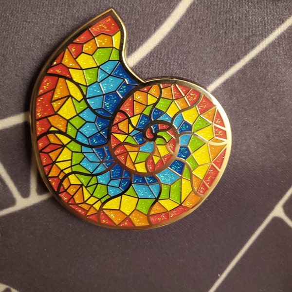 Rainbow Glitter Ammolite Ammonite Enamel Pin - Etsy