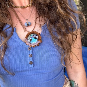 Supernova With Opal & Mandala Pinecone Pendant Necklace Sacred Geometry ...